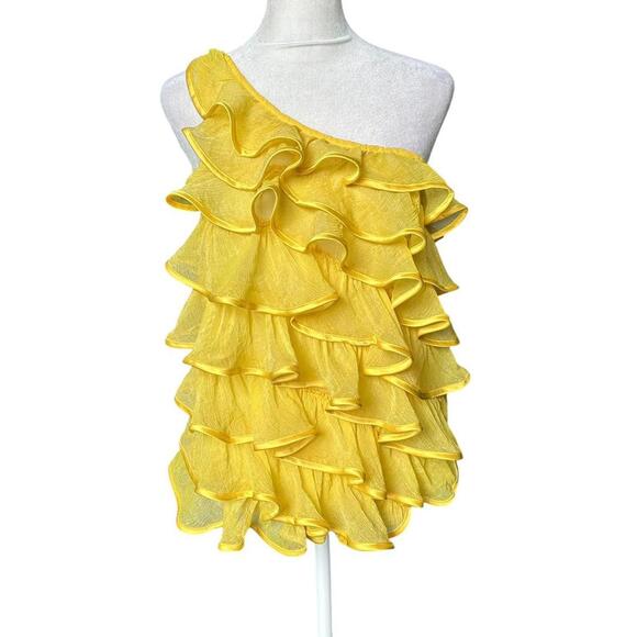 American Vintage | Tops | Y2k Vintage Yellow Ruffle Top | Poshmark